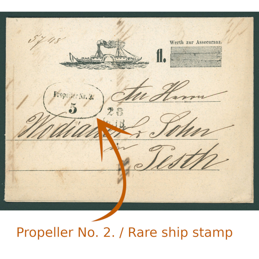 1854 DDSG waybill with PROPELLER Nr. 2 rare ship stamp mark ...